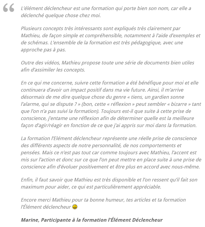 L'élément déclencheur - Penser et Agir : Le développement personnel par ...